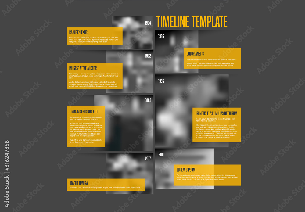 Timeline Infographic with Orange Text Fields Stock Template | Adobe Stock