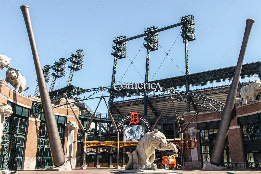 Detroit, Michigan- Exterior of Comerica Park Stadium in Detroit ...
