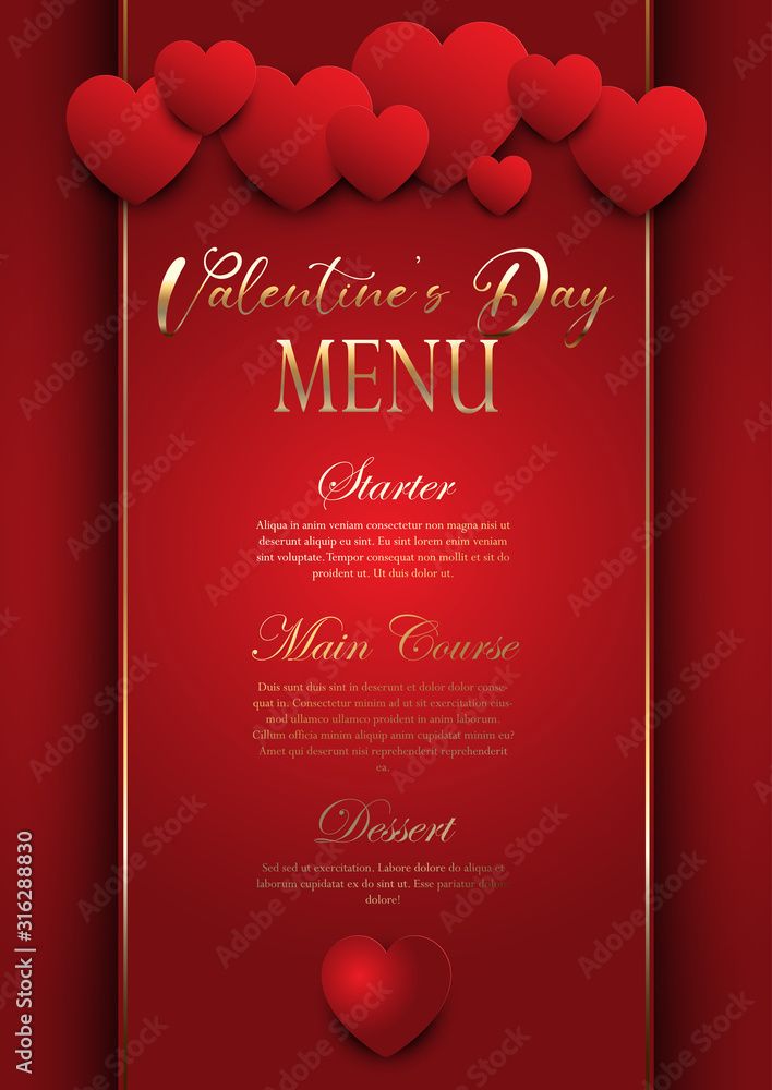 Valentines Day elegant menu design Stock Vector | Adobe Stock Valentines Day elegant menu design Stock Vector | Adobe Stock
