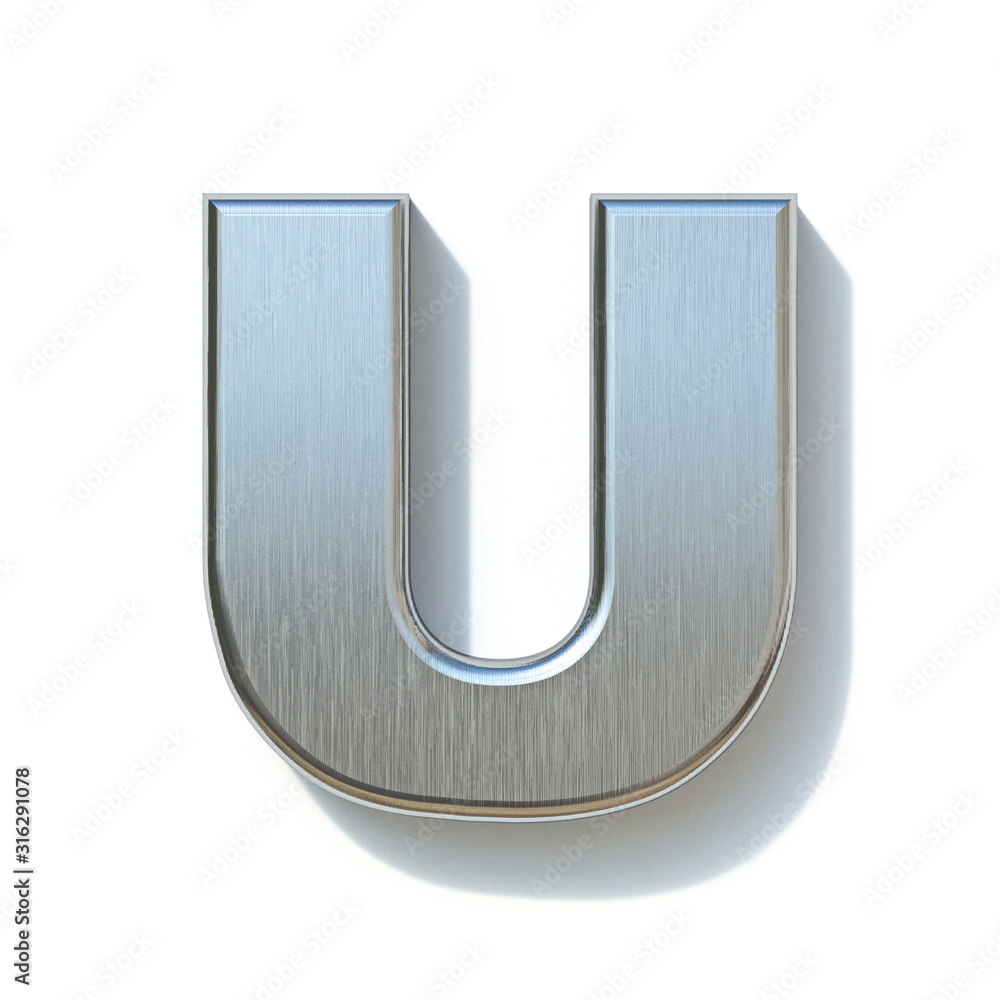 Brushed metal font Letter U 3D Stock Illustration | Adobe Stock