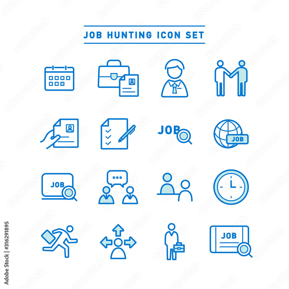 JOB HUNTING ICON SET Stock Vector | Adobe Stock