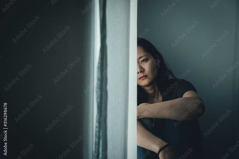 panic attacks alone young woman sad fear stressful depressed emotion ...