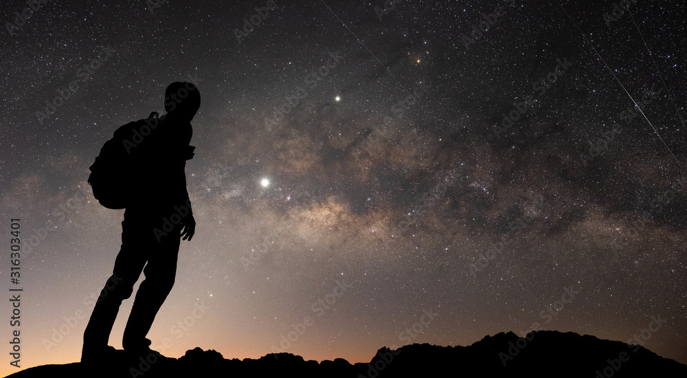 Observers at night have stars, milky way and galaxies filled the dark ...