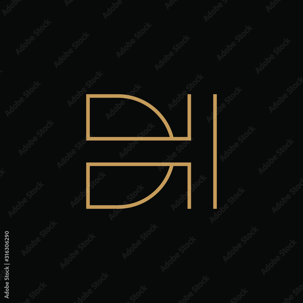 Letter logo DH with line art. design combination of 2 letters into one ...