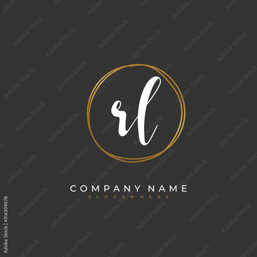 Handwritten initial letter R L RL for identity and logo. Vector logo ...