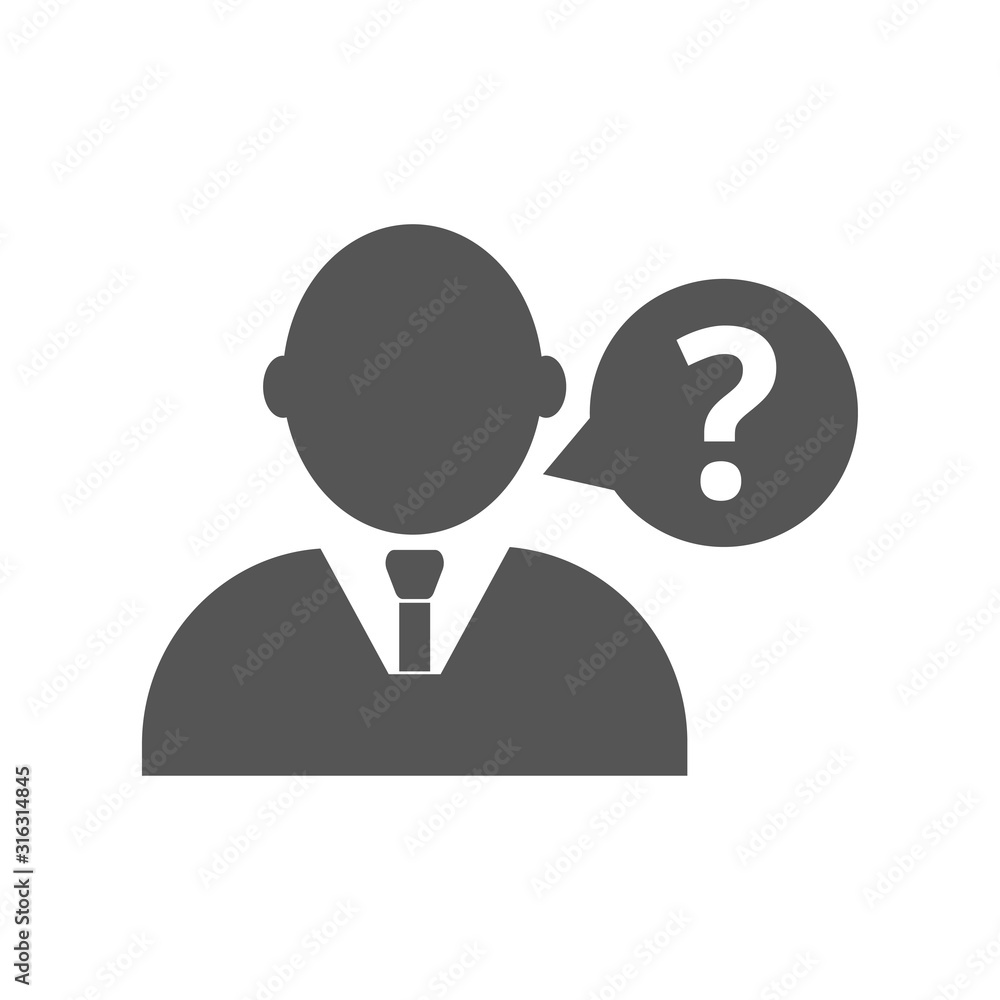 Man with question mark. Pictogram on white background. EPS 10 Stock ...