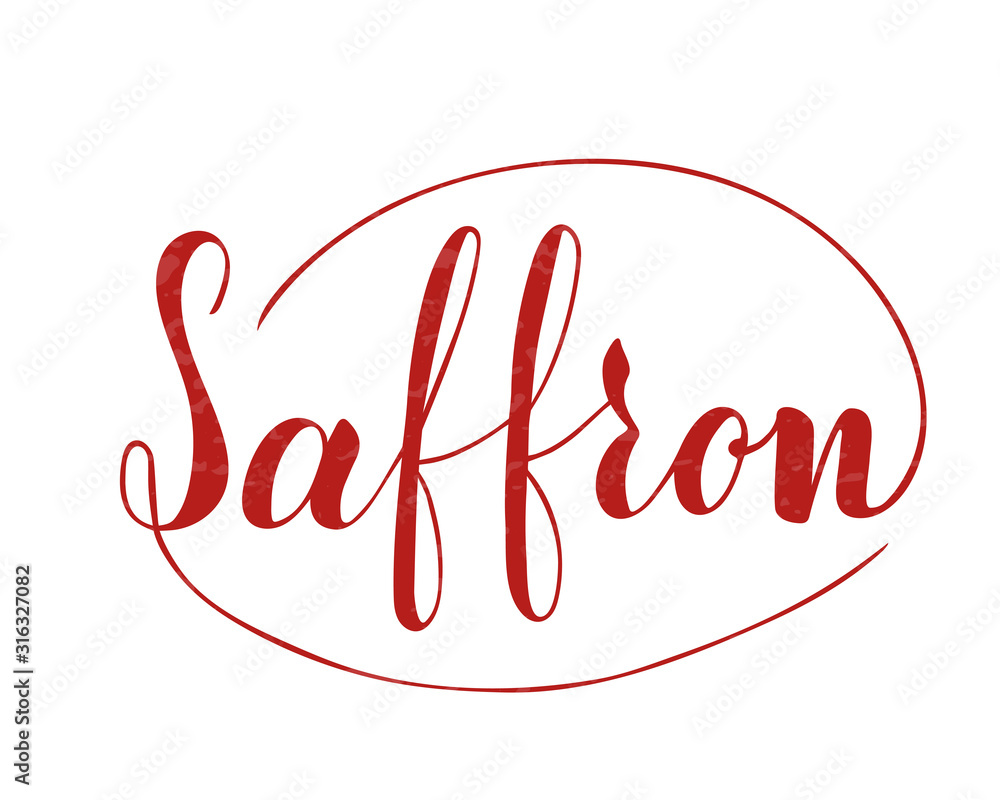 Vector hand written saffron text isolated on white background. Kitchen ...