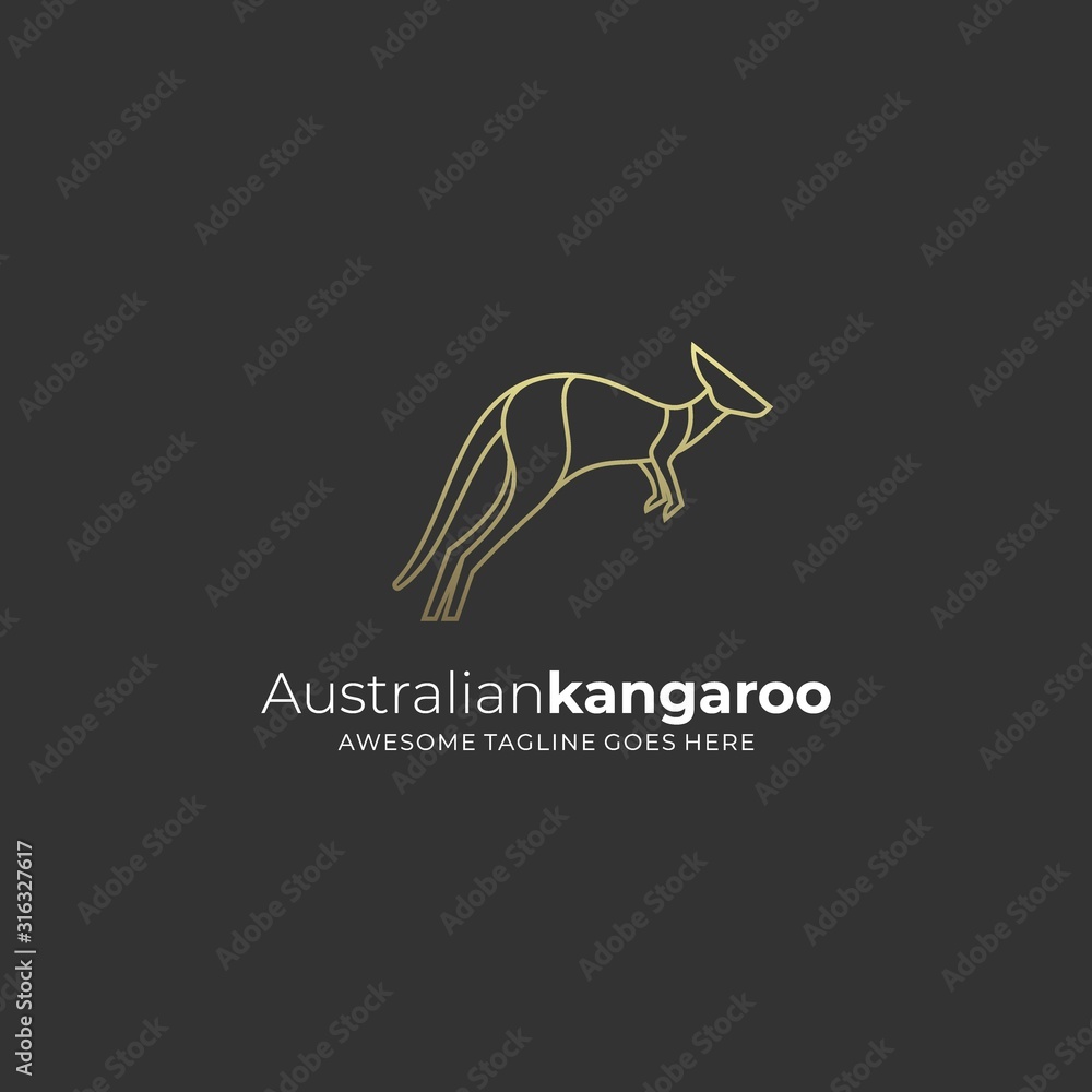 Vector Logo Illustration Australian Kangaroo Line Art Stock Vector ...