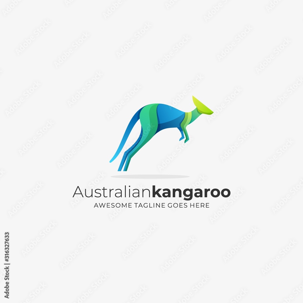 Vector Logo Illustration Australian Kangaroo Gradient Colorful. Stock ...