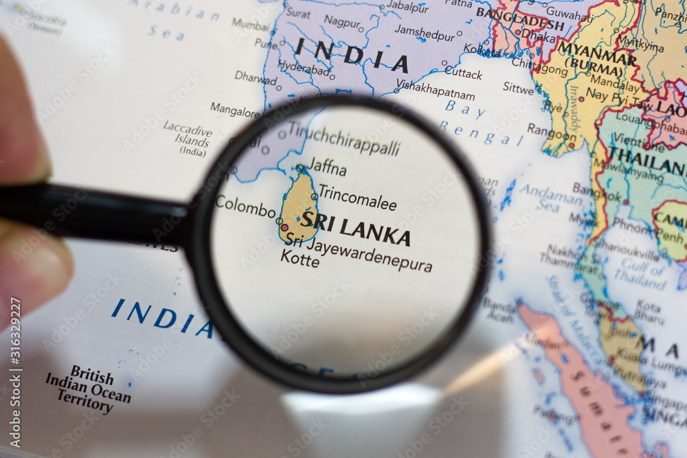 Sri Lanka on the map of the world. Stock Photo | Adobe Stock