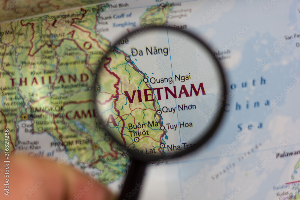 Vietnam on the map of the world. Stock Photo | Adobe Stock
