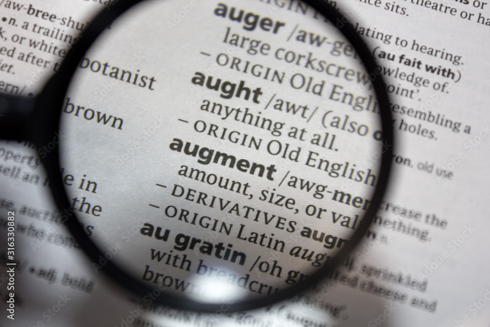 The word of phrase - augment - in a dictionary. Stock Photo | Adobe Stock