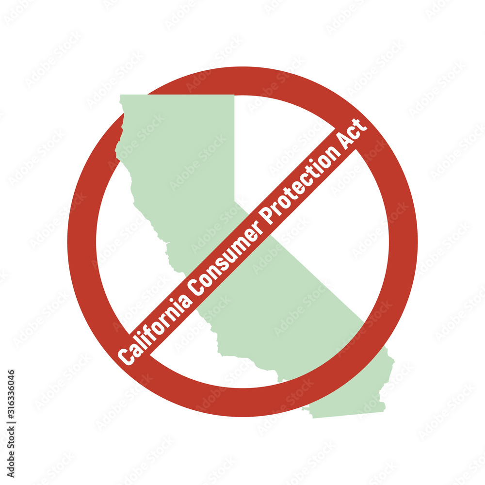 California Consumer Protection Act or CCPA symbol with lock flat vector ...