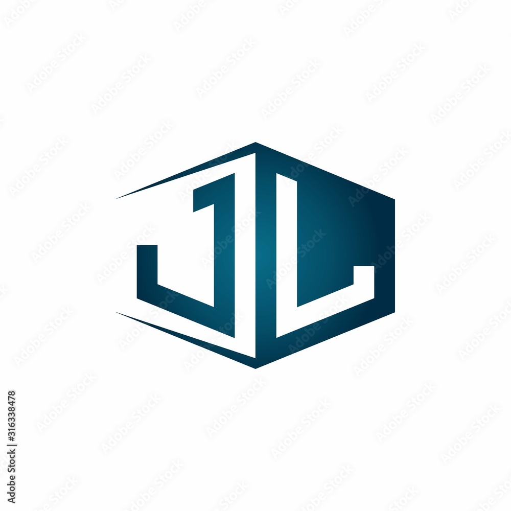 JL monogram logo with hexagon shape and negative space style ribbon ...