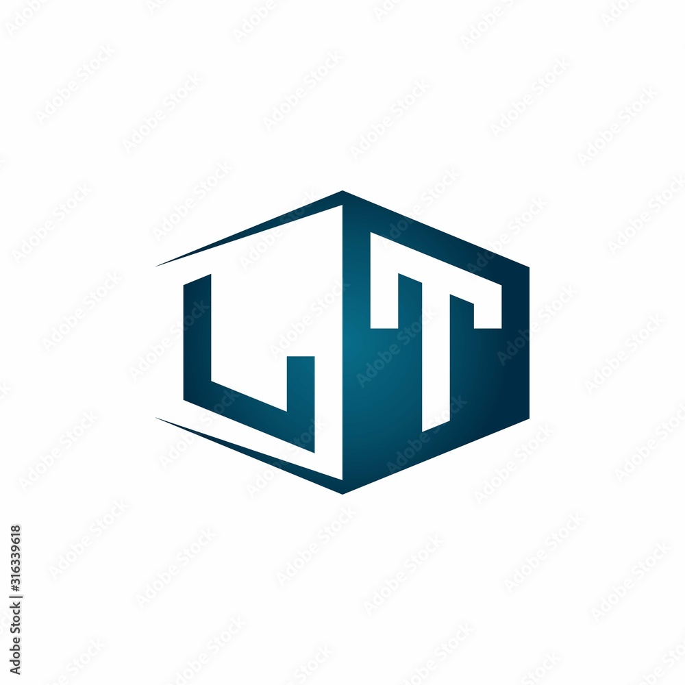 LT monogram logo with hexagon shape and negative space style ribbon ...