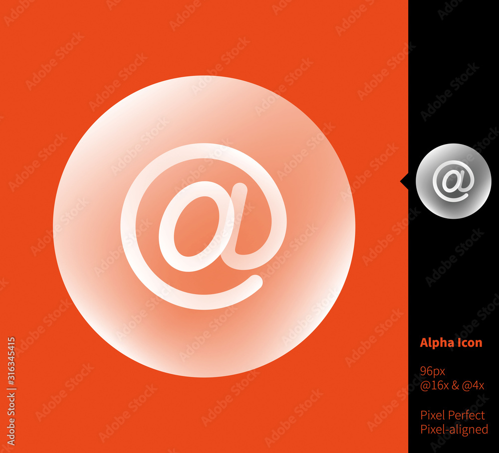 Mailing arroba at-symbol alpha icon - vector illustrations for branding ...