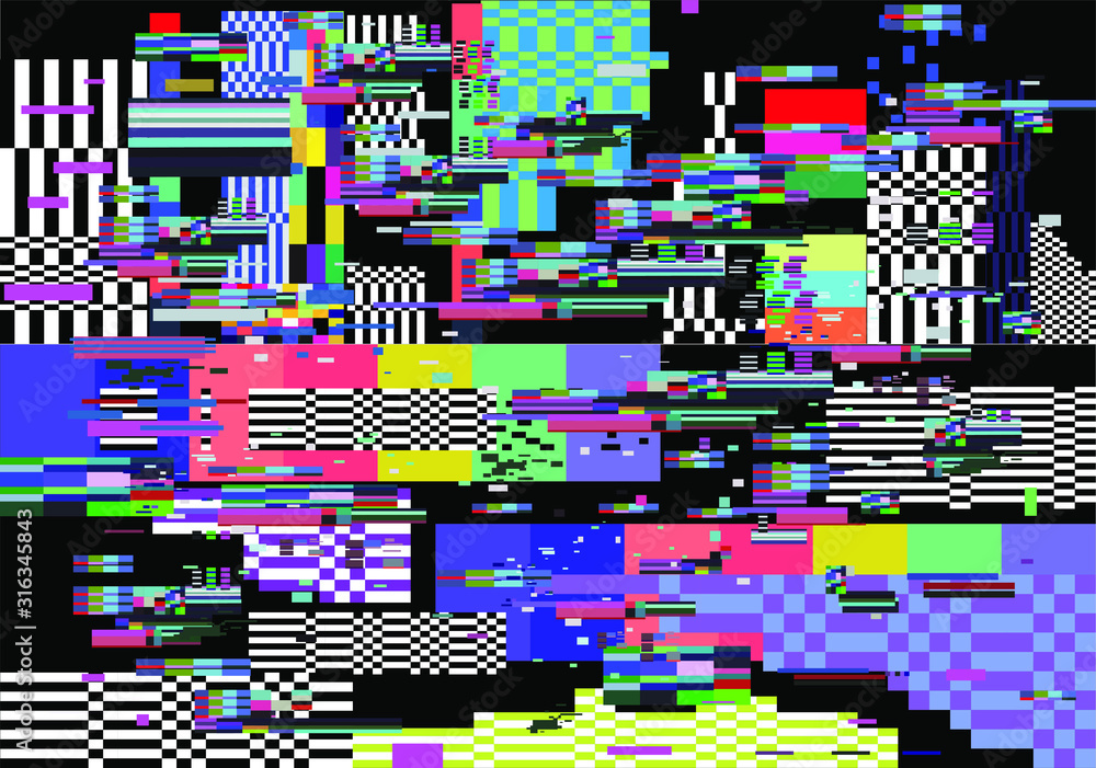 Mosaic of random colorful pixels like in 8-bit video game with glitch ...