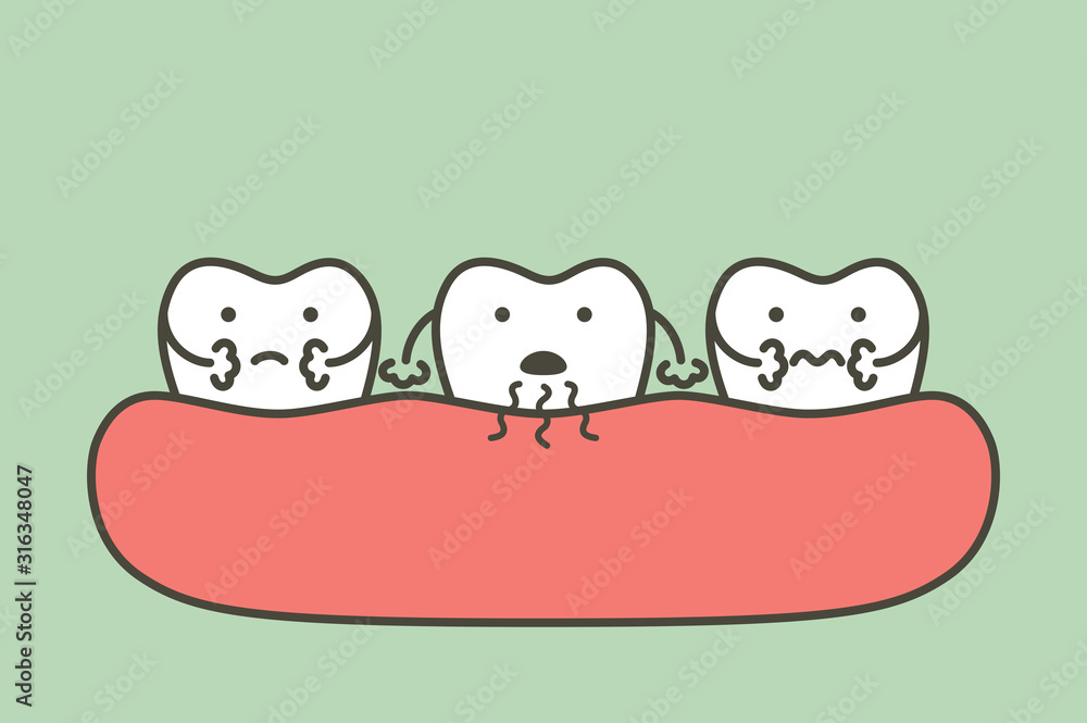 tooth is halitosis or bad breath - dental cartoon vector flat style ...