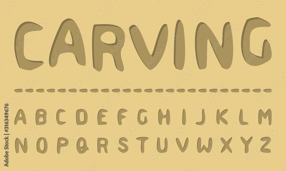 Poster Wood Carving Handcrafted Typeface (Vector Font) – Wall Art ...