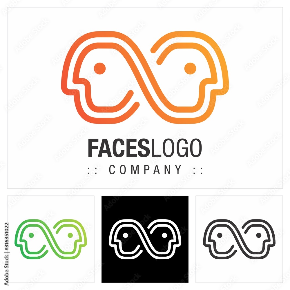 Faces (Profile) Vector Symbol Company Logo (Logotype). People, Person ...