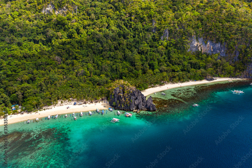 Top view of beautiful turquoise beach, with white sand. Best beaches of ...