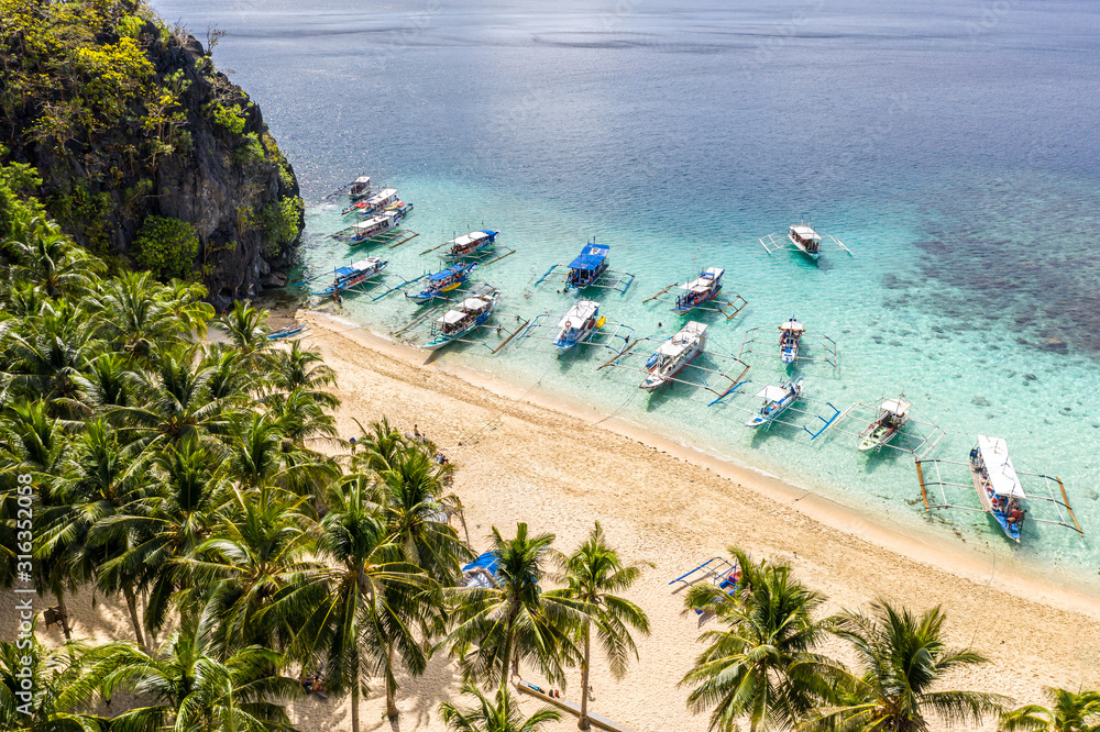 Top view of beautiful turquoise beach, with white sand. Best beaches of ...