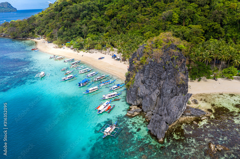 Top view of beautiful turquoise beach, with white sand. Best beaches of ...