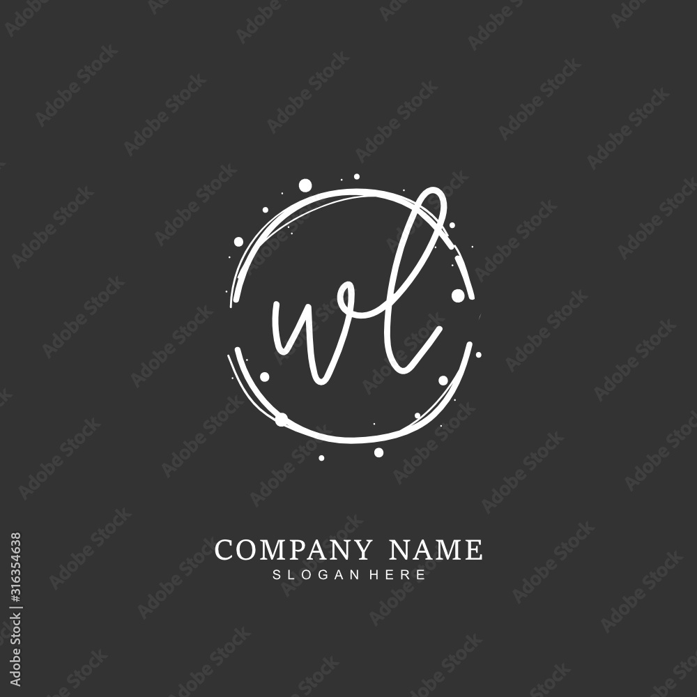 Handwritten initial letter W L WL for identity and logo. Vector logo ...