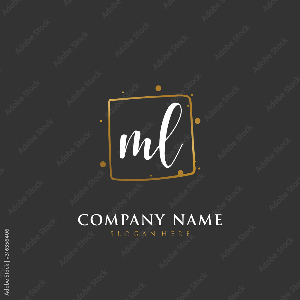 Handwritten initial letter M L ML for identity and logo. Vector logo ...