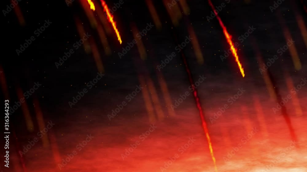meteor storm ,Particle Rain Comet Star, fire bombing falling, Asteroid ...
