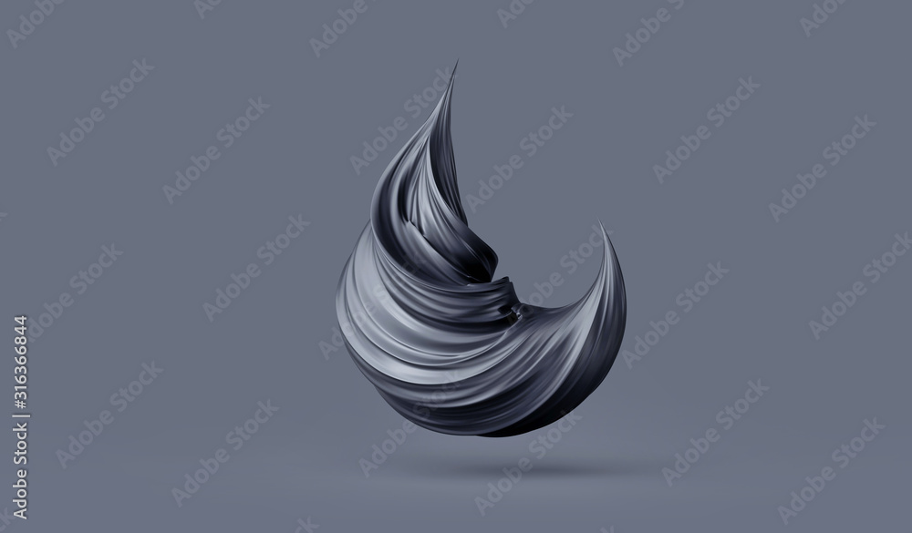 Abstract paint 3d wave, abstract shapes of gray paint stroke spash ...