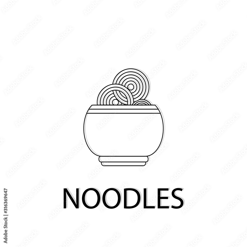 noodles linear icon on a white background, for the design of sites and ...