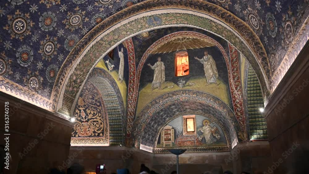Ravenna, Italy, December 2019. Mausoleum of Galla Placidia, tilt ...