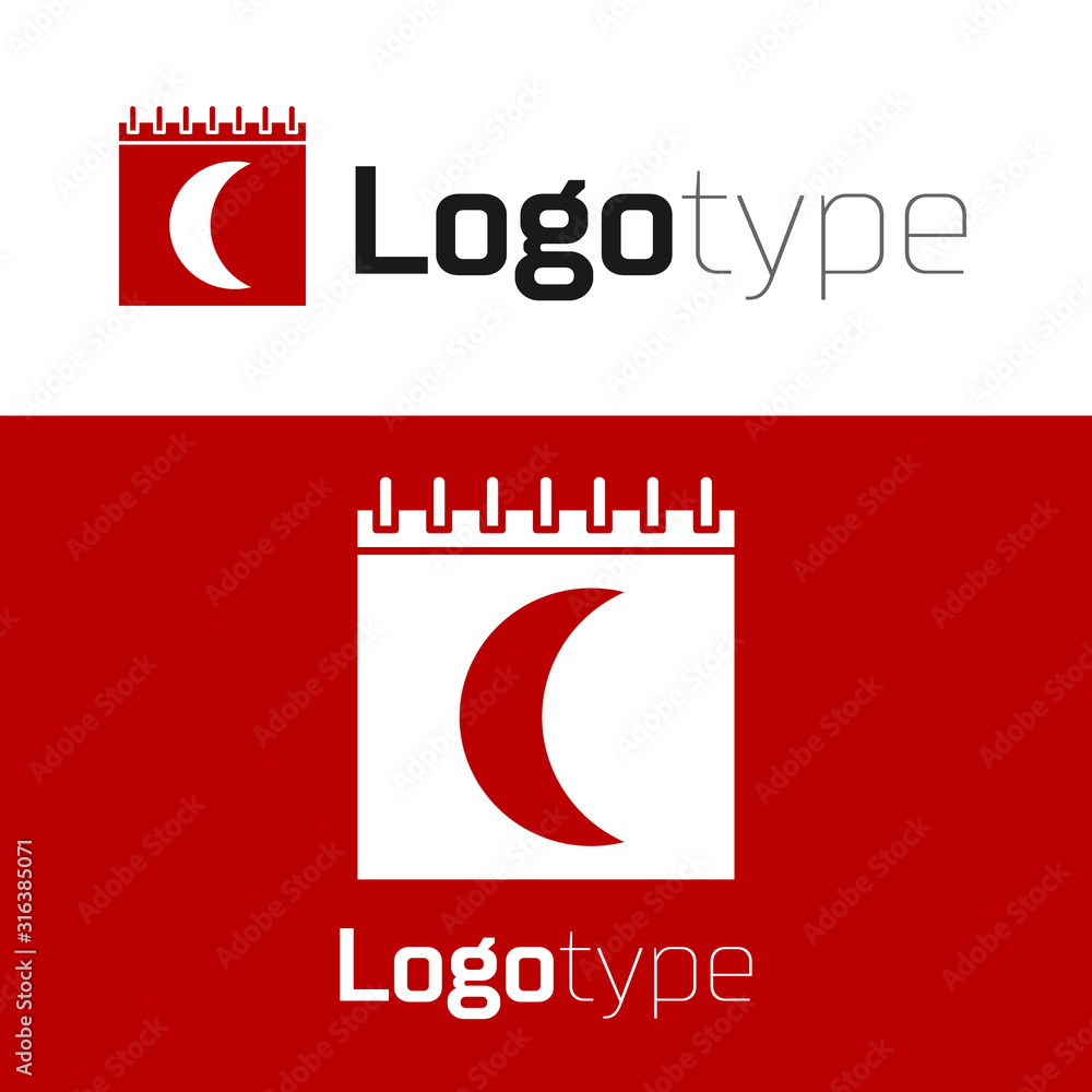Red Moon phases calendar icon isolated on white background. Logo design ...