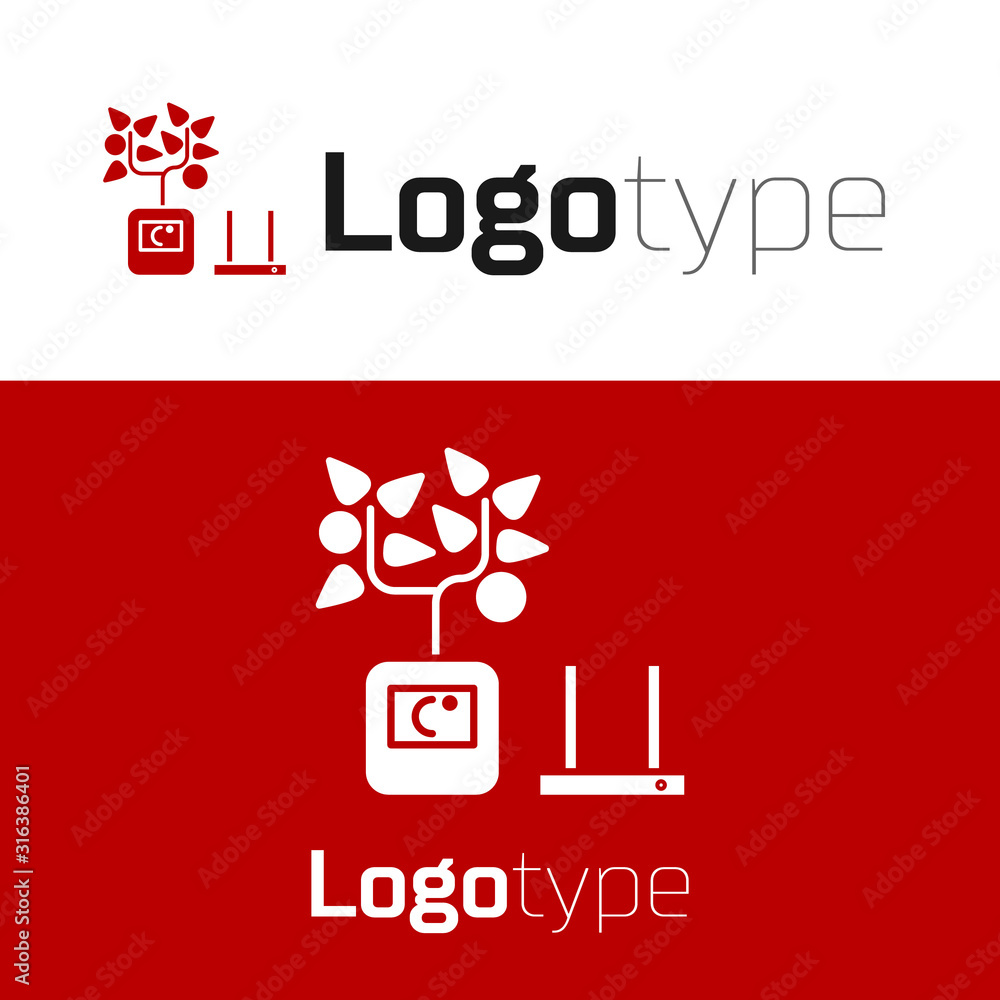 Red Smart farming technology - farm automation system in app icon ...