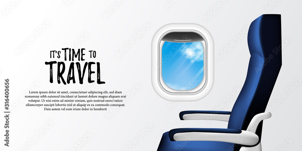 it's time to travel poster banner template. illustration of inside ...