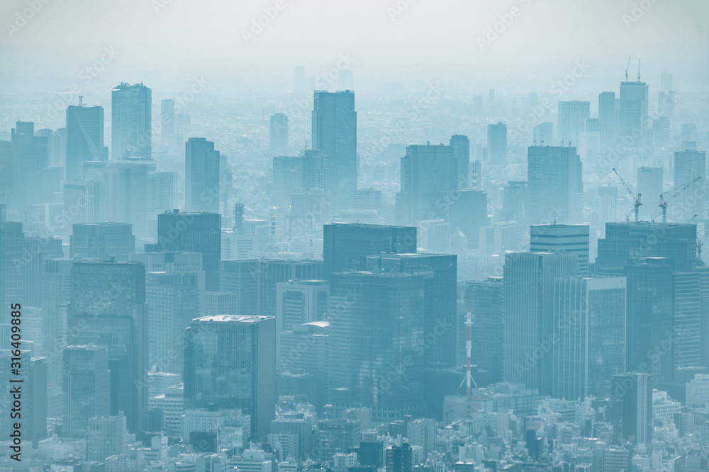 dust during daytime in a very polluted city - in this case Tokyo, Japan ...