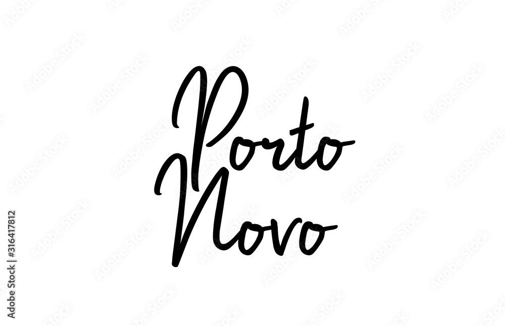 Porto Novo capital word city typography hand written text modern ...