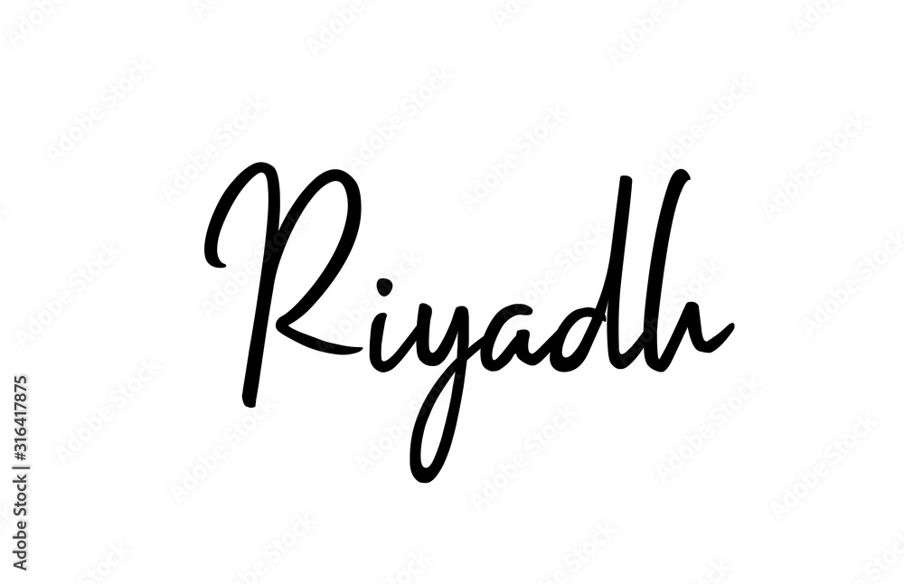 Riyadh capital word city typography hand written text modern ...