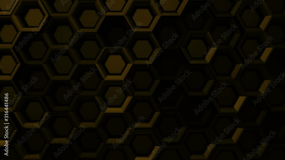 Abstract Hexagon Geometric Surface Loop 7 Dark Yellow: beehive hexagonal grid pattern animation ...