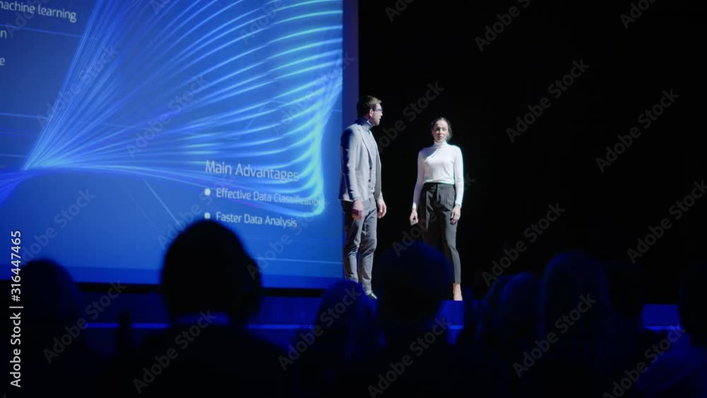 On Stage, Inspirational Female CEO and Male COO Speakers Present ...