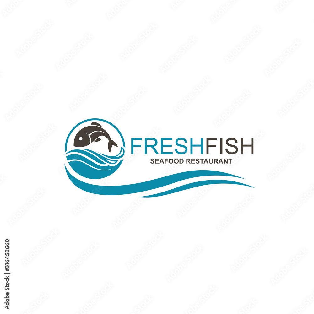 abstract fish icon for restaurant menu design isolated on white ...