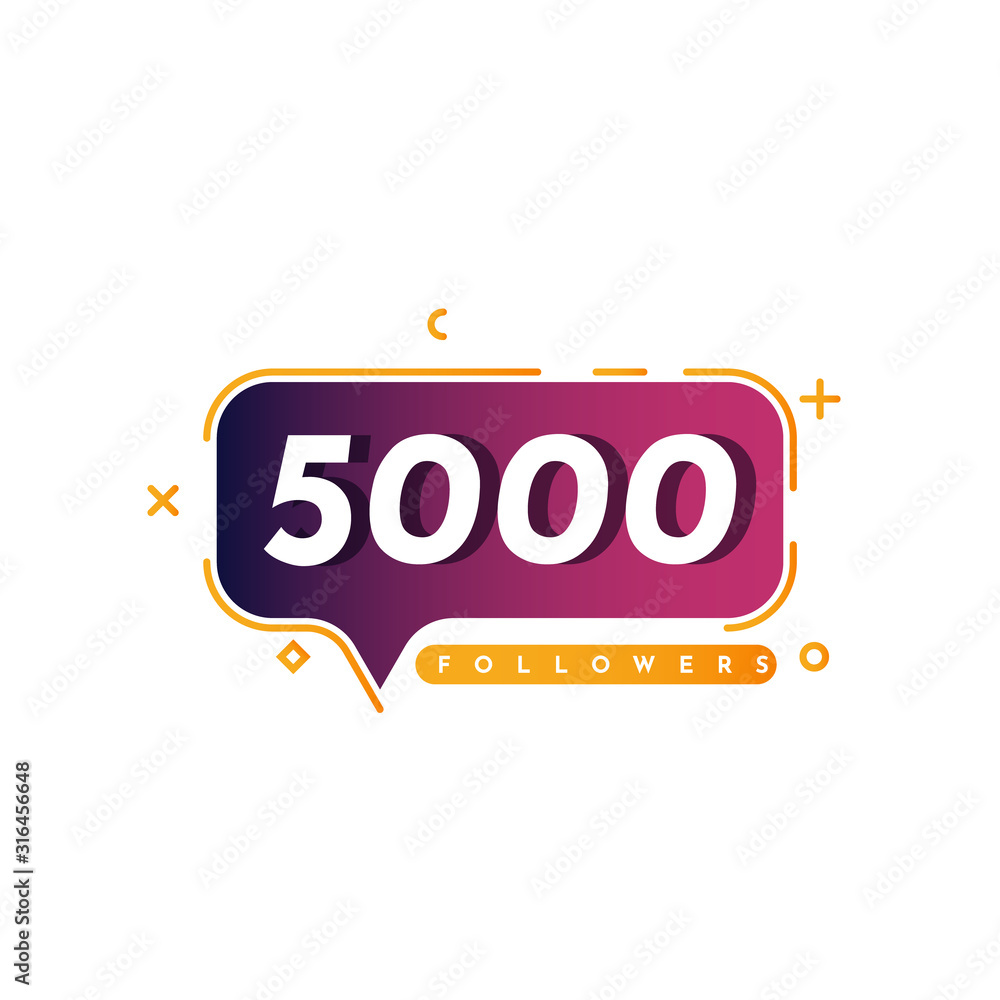 Thank You 5000 Followers Template Design with icon messages Stock ...