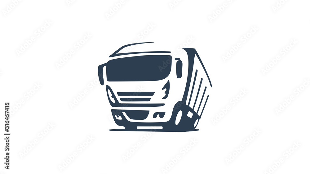 Delivery car service cargo, transport logo design, box post, postman ...