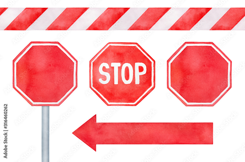 "Stop Sign" collection with text and blank sign variation, bright arrow ...