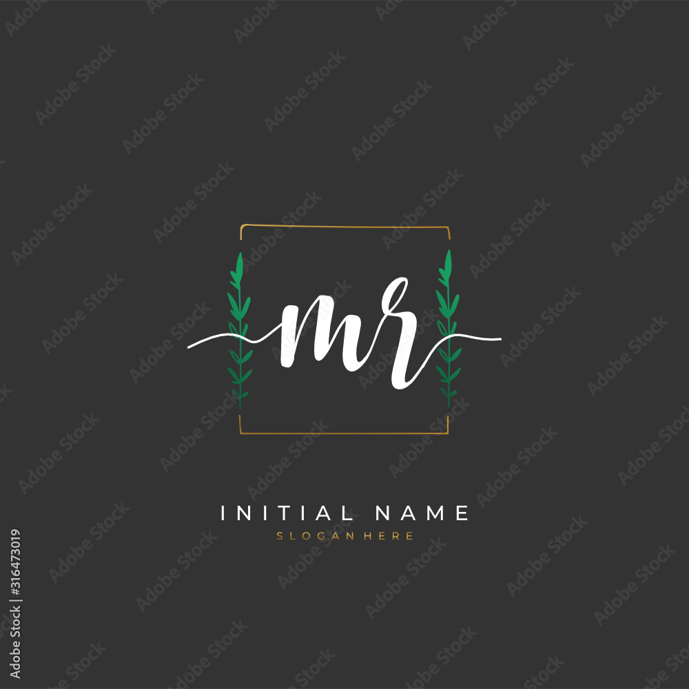 Handwritten initial letter M R MR for identity and logo. Vector logo ...