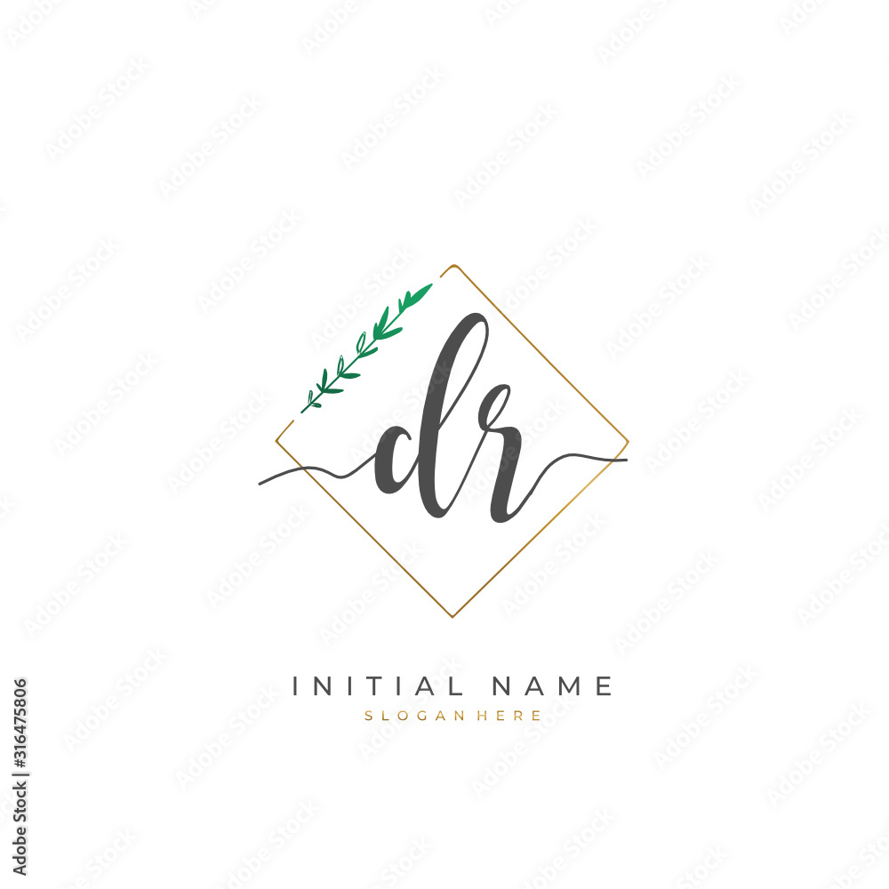 Handwritten initial letter D R DR for identity and logo. Vector logo ...
