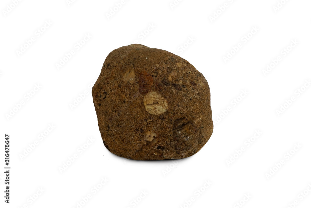 Conglomerate isolated on white background. Conglomerateis a sedimentary ...