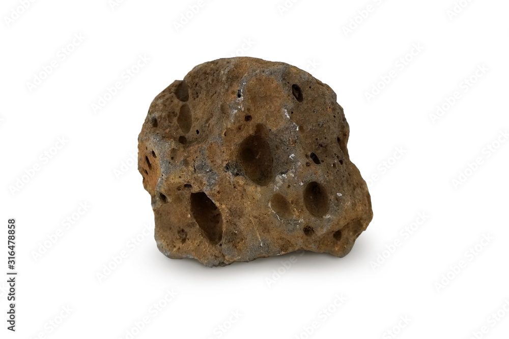 basalt on white background. A basalt is a fine-grained basic igneous ...