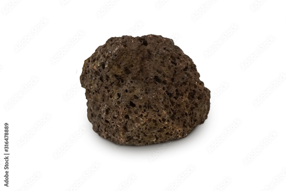 basalt on white background. A basalt is a fine-grained basic igneous ...